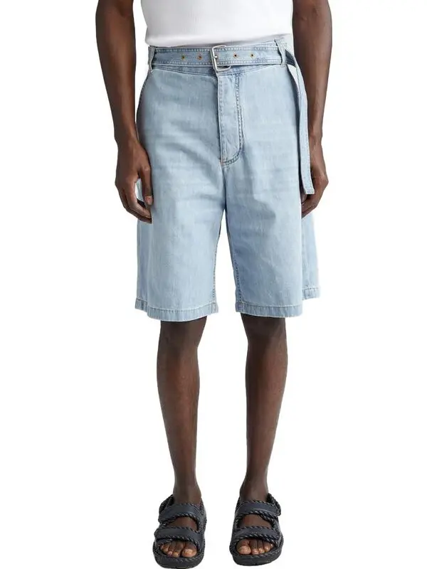 Bottega Veneta Belted Denim Shorts - Light Bleach