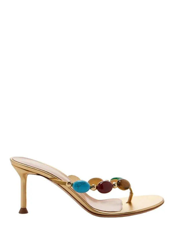 GIANVITO ROSSI Shanti Thong Heeled Sandals - Gold
