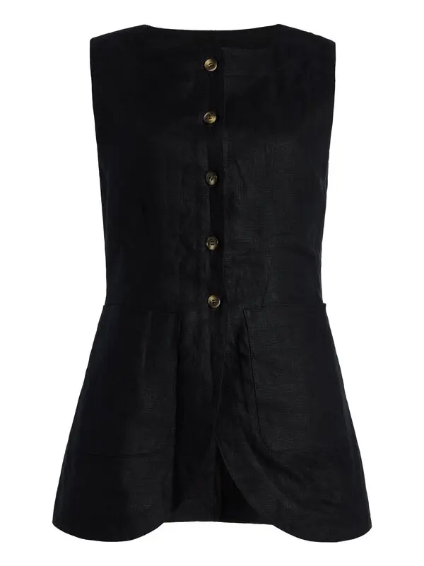 Posse Emma Linen-blend Vest - Black