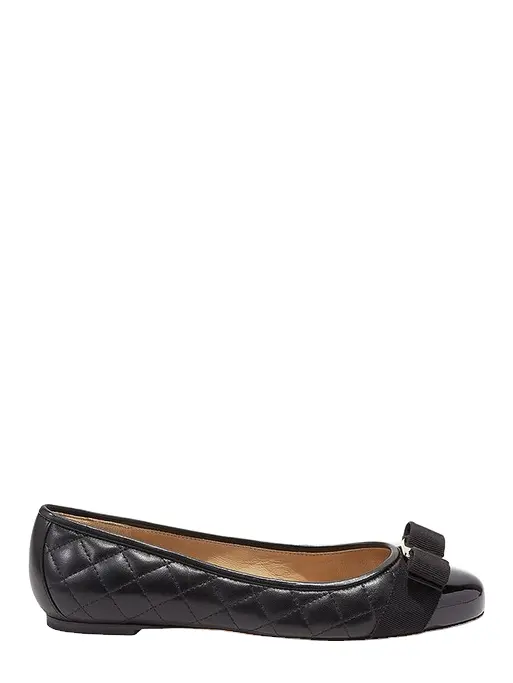 FERRAGAMO Quilted Varina Ballet Flat - Black