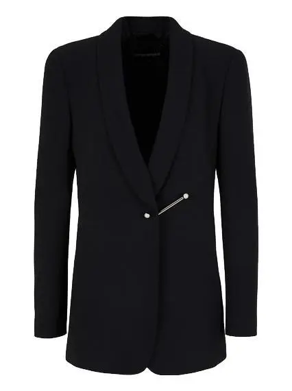 Emporio Armani Shawl Collar Envers Satin Jacket - Black