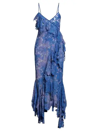 Attico Maxi Dress In Cotton, Viscose, And Polyester - Blue