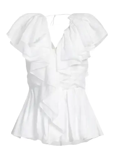 Chloé Ruched Ramie Top - White