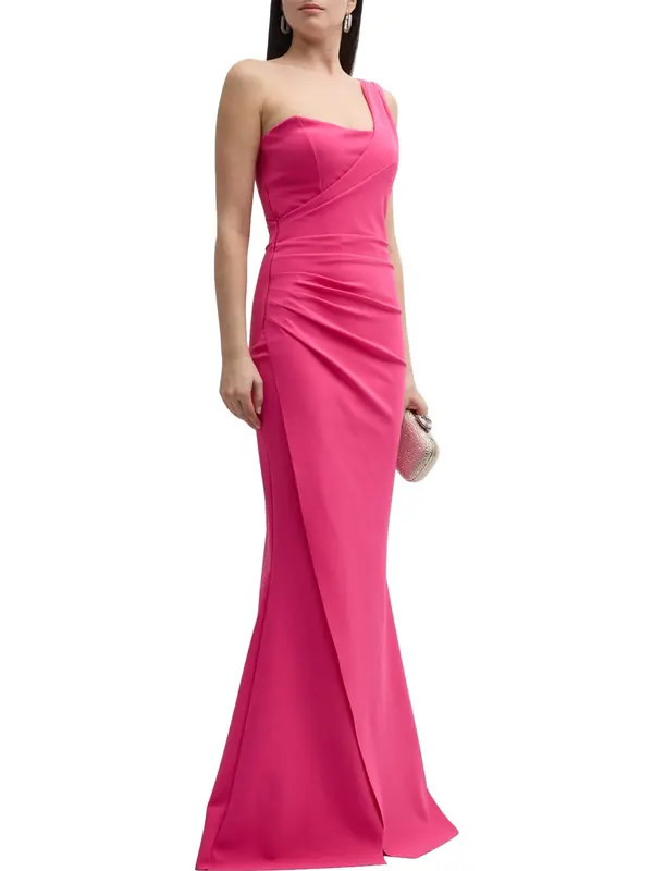 Chiara Boni La Petite Robe Gredel One-shoulder Pleated Mermaid Gown - Spicy Pink