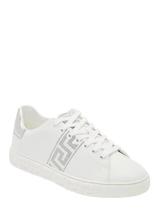 Versace Barocco Greca Jacquard Sneakers - White Silver