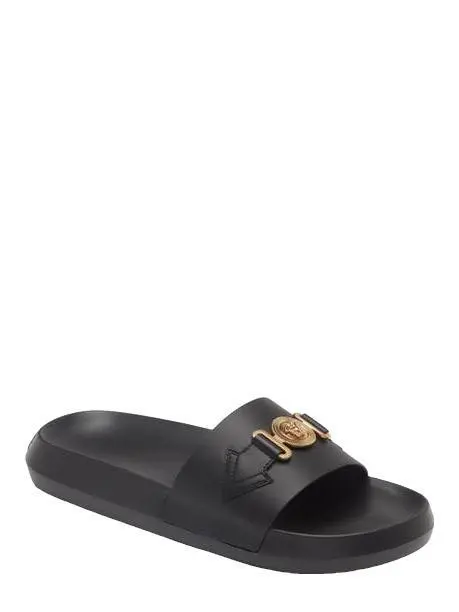 Versace Biggie Medusa Slide Sandal - Black Gold