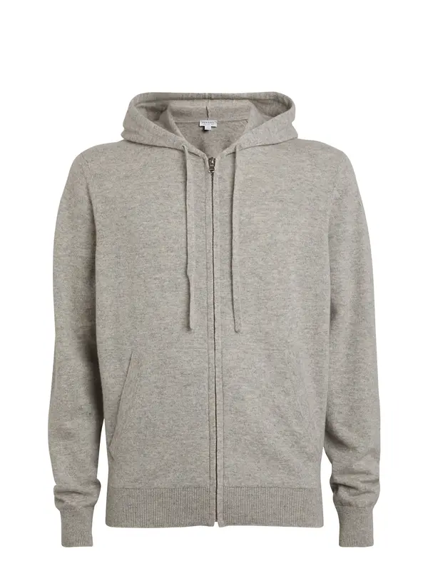 Sunspel Cashmere Zip-up Hoodie - Grey