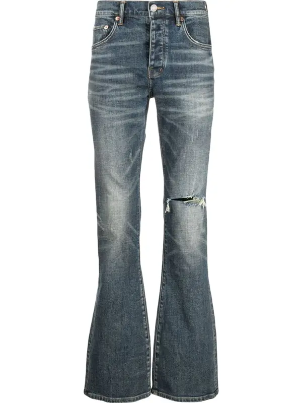 PURPLE BRAND P004 Low-rise Flared Jeans - Blue