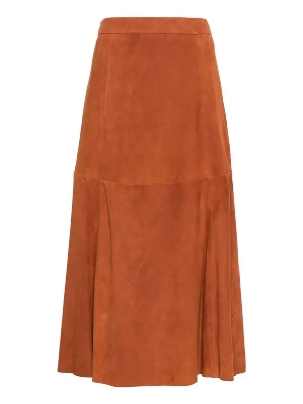 Polo Ralph Lauren Suede A-line Midi Skirt - Orange