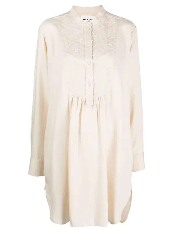 MARANT ETOILE Bilbao Embroidered Shirtdress - Neutrals
