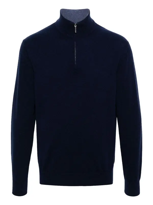 CRUCIANI Half-zip Cashmere Jumper - Blue