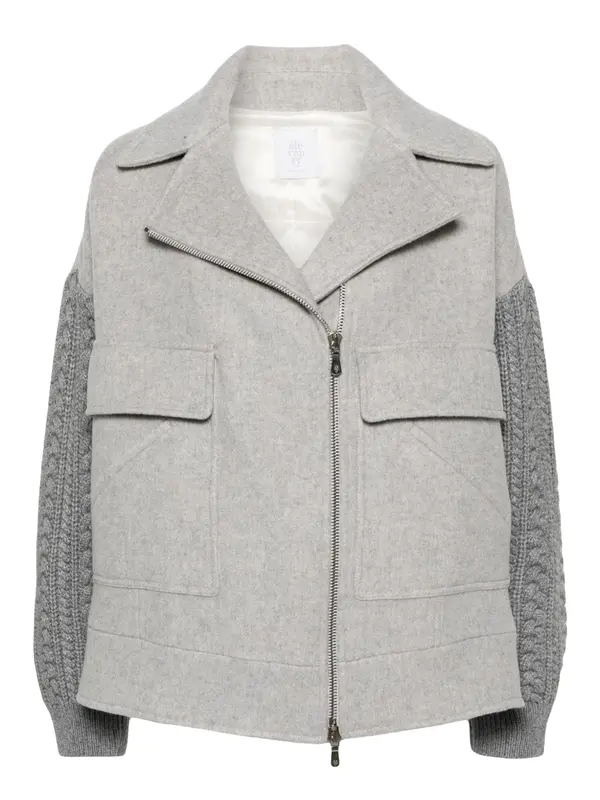 Eleventy Contrast-sleeve Jacket - Grey