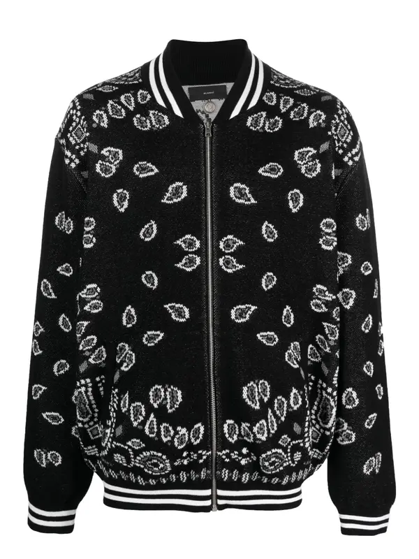 Alanui Intarsia-knit Zip-up Bomber Jacket - Black