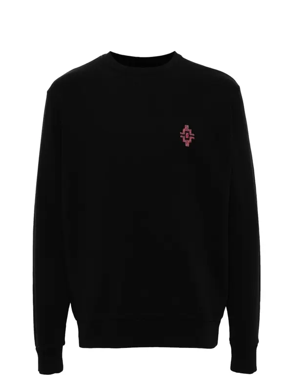 COUNTY OF MILAN Graffiti Cross-embroidery Cotton Sweatshirt - Black