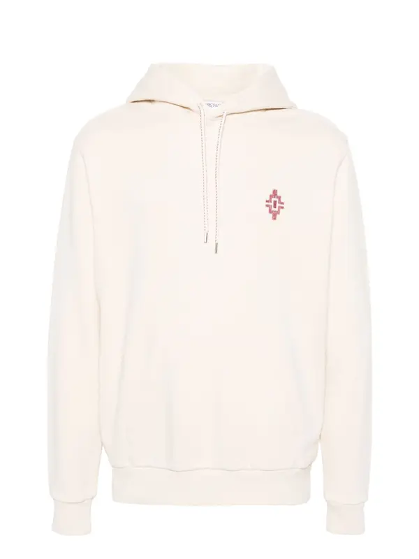 COUNTY OF MILAN Graffiti Cross Cotton Hoodie - Neutrals