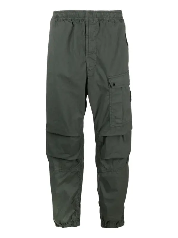 Stone Island Compass-badge Tapered-leg Trousers - Green