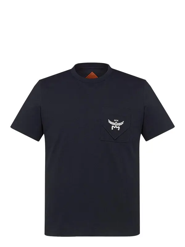 Mcm Essential Logo Pocket T-shirt In Organic Cotton - Dark Navy