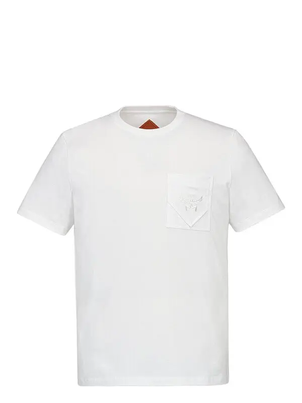 Mcm Essential Logo Pocket T-shirt In Organic Cotton - White