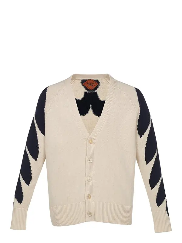 Mcm Intarsia Laurel Cardigan - White/croissant