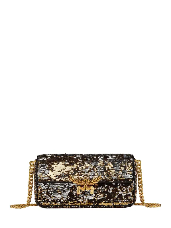 Mcm Himmel Sequin Shoulder Bag - Gold