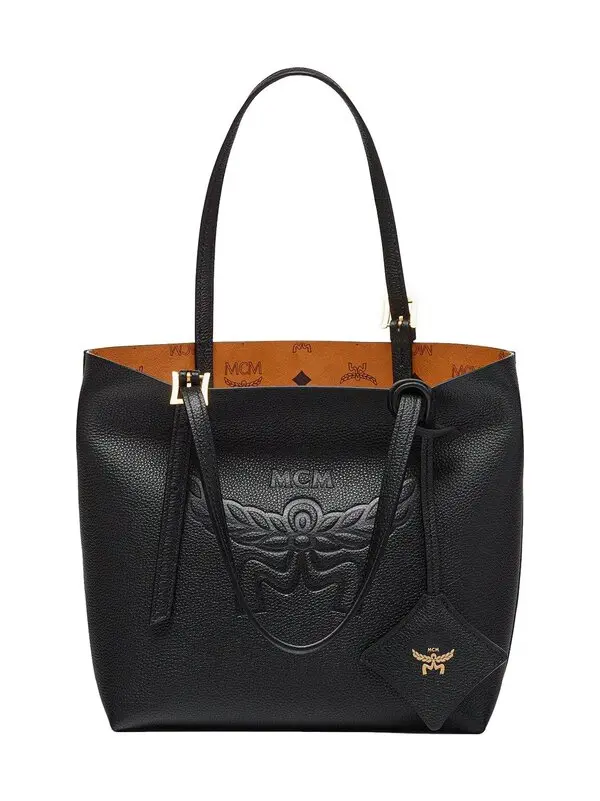 Mcm Himmel Embossed Logo Shopper - Black