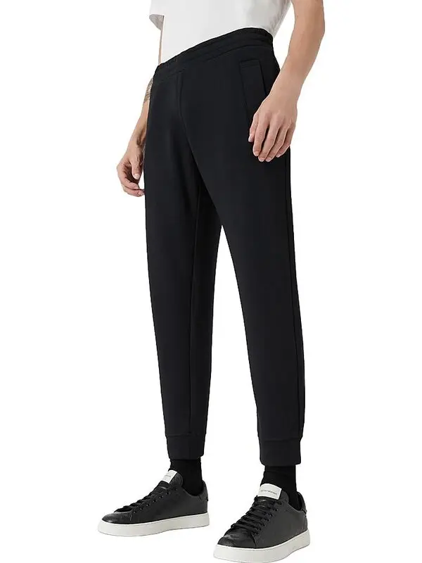 Emporio Armani Elastic Waist Jersey Fleece Jogger Pants - Navy Blue