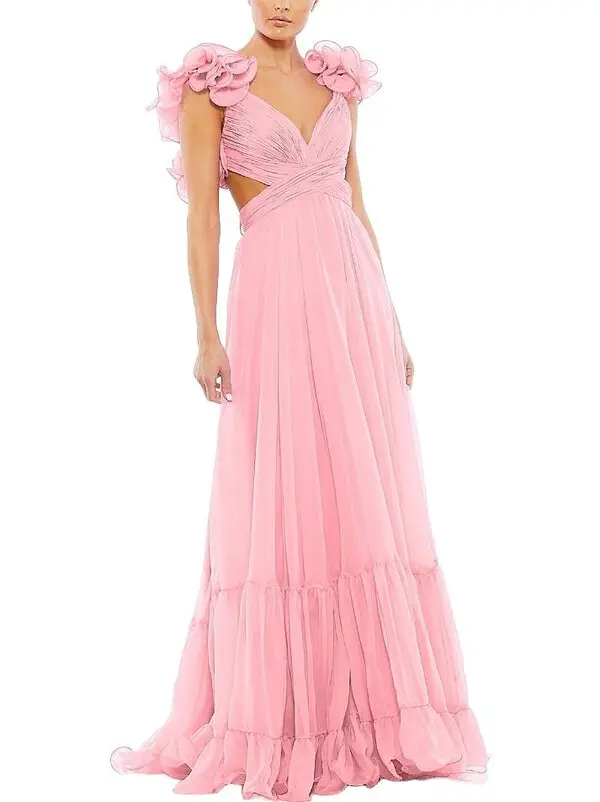 Mac Duggal Ruffle Tiered Chiffon Gown - Blush
