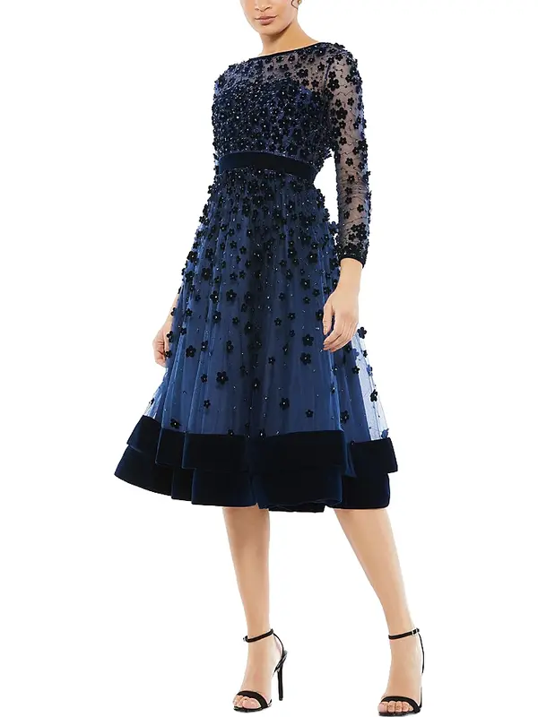Mac Duggal Embellished Floral Dress - Midnight