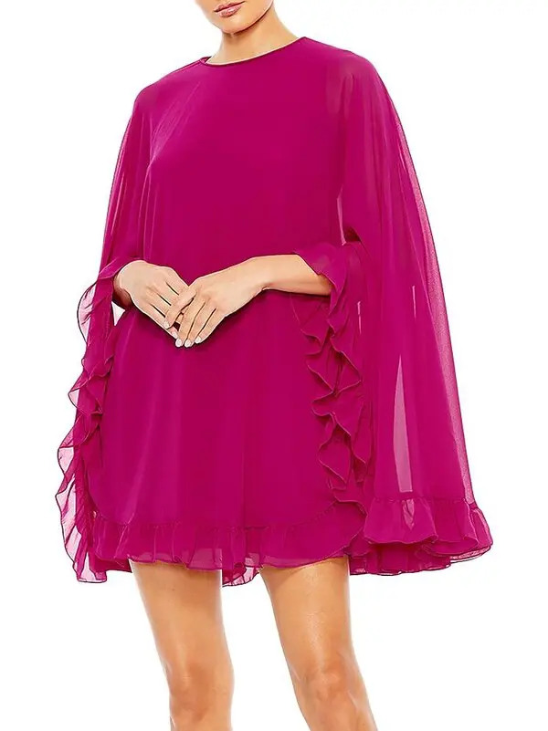 Mac Duggal Ruffle Trim Dress - Fuchsia