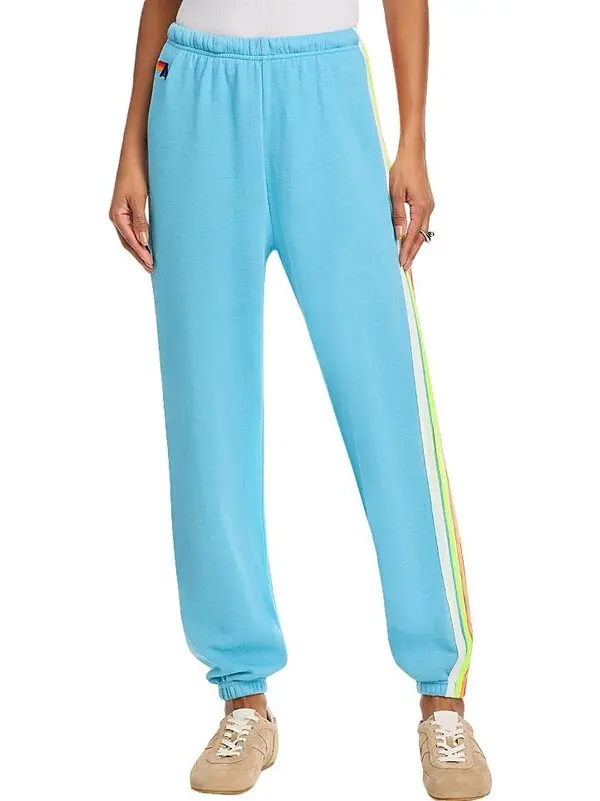 Aviator Nation Rainbow Stripe Sweatpants - Aqua/white Neon