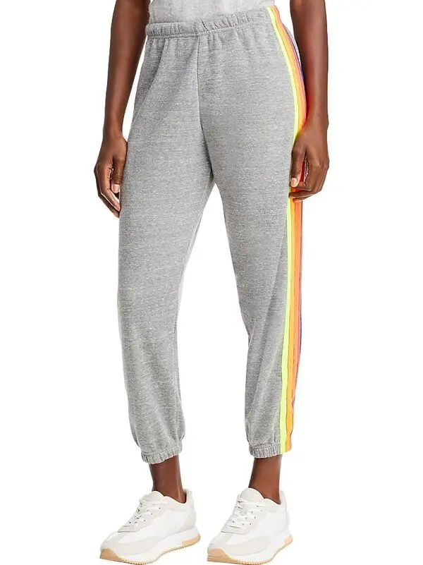 Aviator Nation Rainbow Stripe Sweatpants - Heather/neon