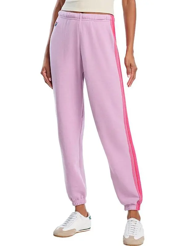 Aviator Nation Rainbow Stripe Sweatpants - Mauve/magenta Orange