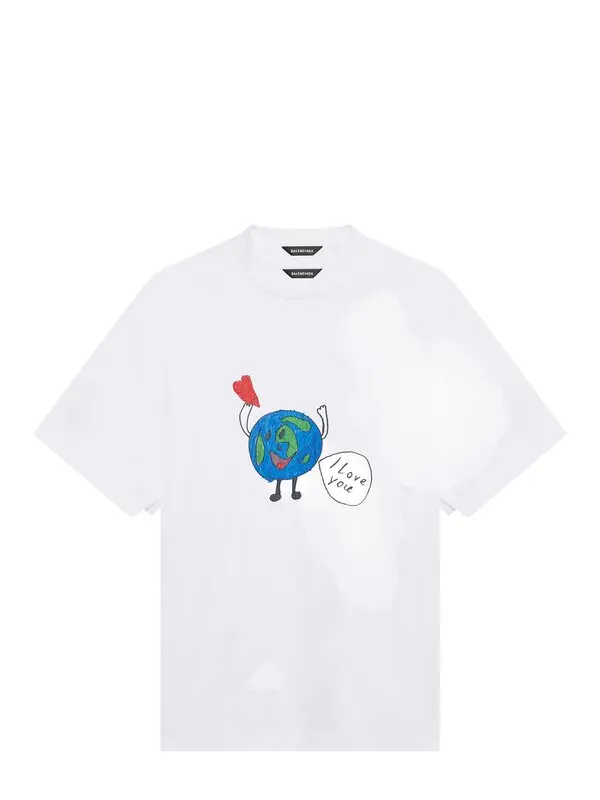 Balenciaga Love Earth Flatground Large Fit T-shirt - White