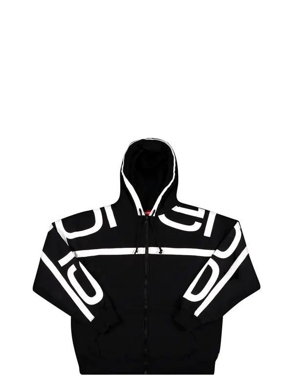 Supreme Big Logo Paneled Zip Up Hoodie - Black