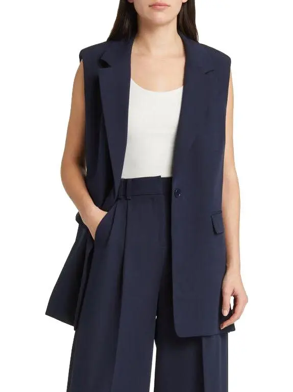 Kobi Halperin Stretch Twill Longline Vest - Navy