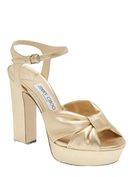 JIMMY CHOO Heloise Platform Sandal - Gold