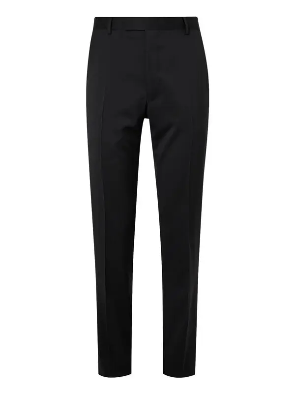 Mr P. Slim-fit Wool Tuxedo Trousers - Black