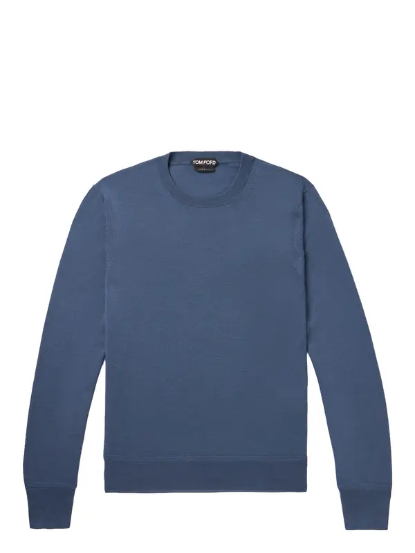 TOM FORD Slim-fit Cashmere Silk-blend Sweater - Blue