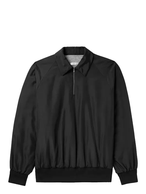 THE ROW Dixon Half-zip Shell Bomber Jacket - Black