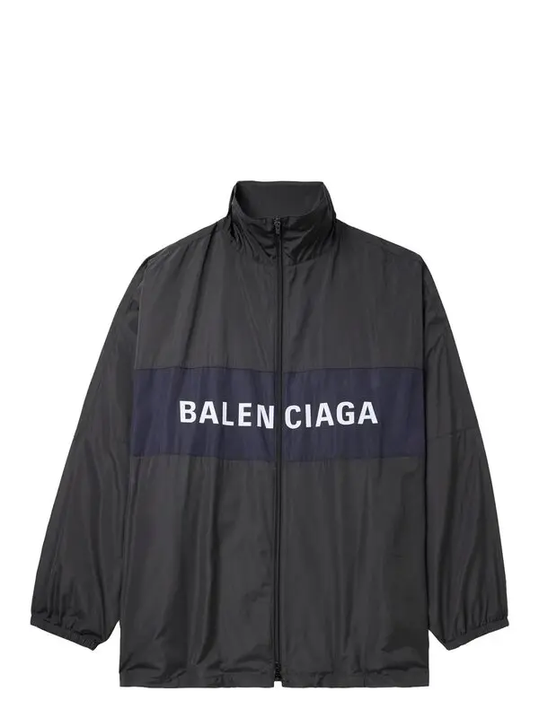 Balenciaga Oversized Logo-print Colour-block Jacket - Black