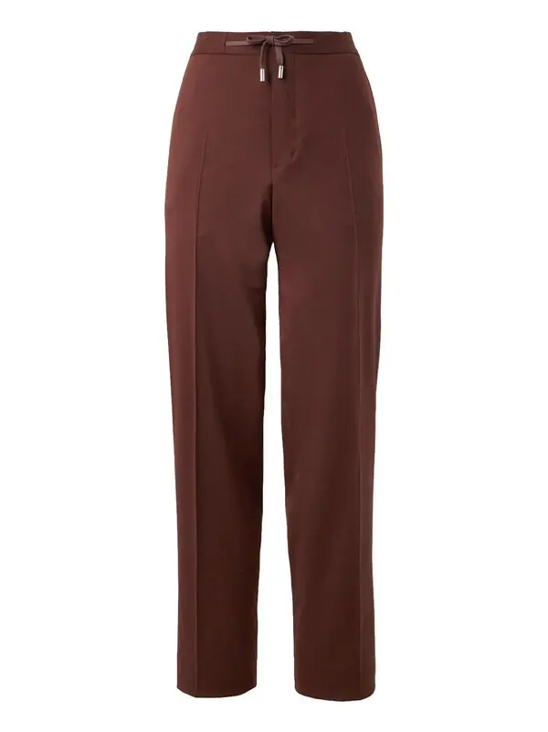 Mr P. Tapered Wool-twill Drawstring Trousers - Brown