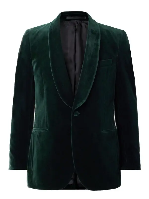 Mr P. Cotton-blend Velvet Tuxedo Jacket - Green