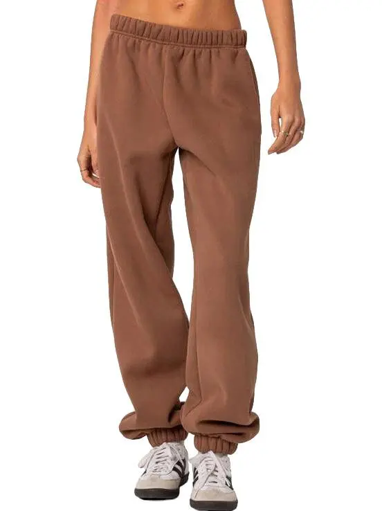 EDIKTED Clark Oversized Cotton Blend Sweatpants - Brown