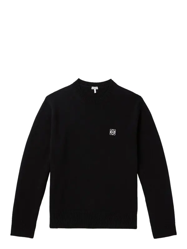 Loewe Anagram Logo-embroidered Wool Sweater - Black