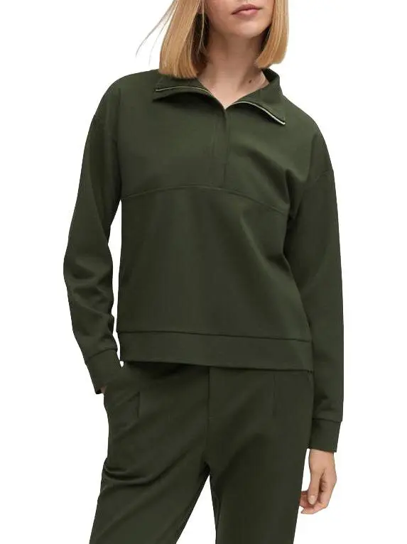 Mango Half Zip Sweatshirt - Khaki