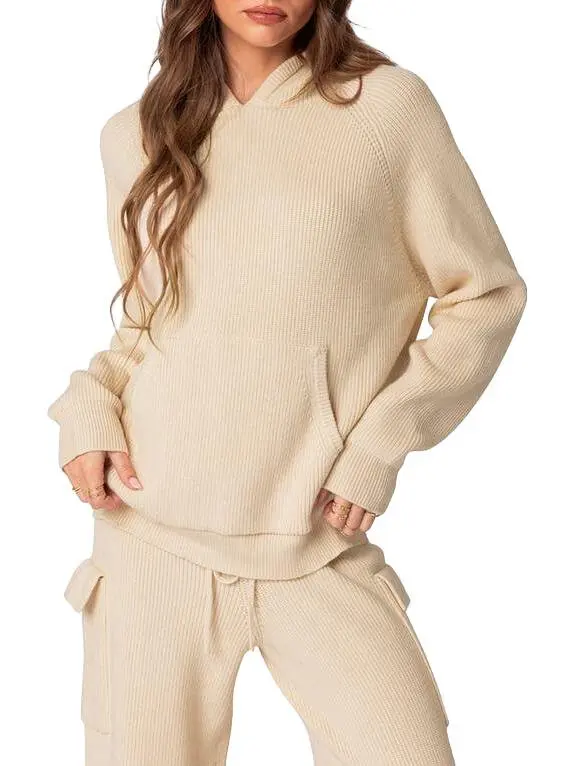 EDIKTED Wynter Oversized Hooded Sweater - Cream