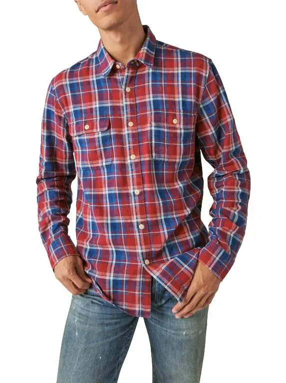 Lucky Brand Mesa Plaid Cotton Flannel Button-up Shirt - Indigo Multi