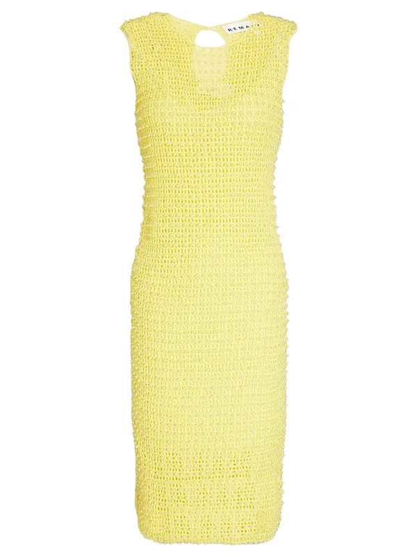 Remain Birger Christensen Embellished Open-knit Cotton Dress - Yellow