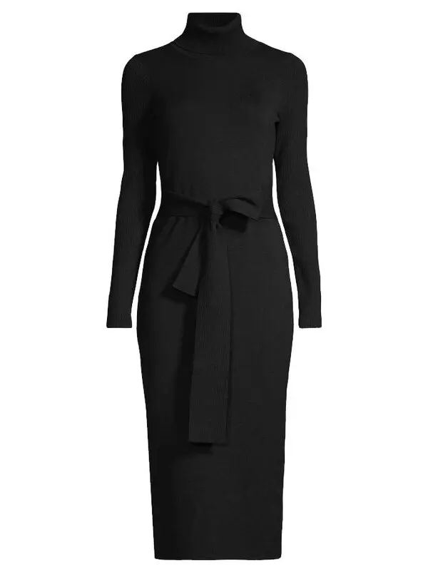 TOCCIN Piper Turtleneck Rib-knit Midi-dress - Jet