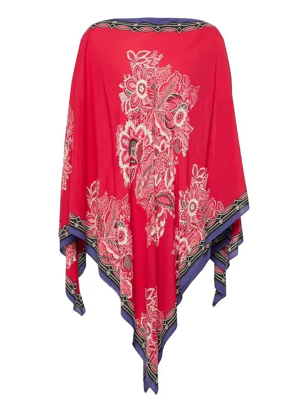 Etro Printed Satin Cape - Red